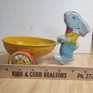Vintage Childrens Easter Bunny and Egg Cart, Chein Bunny Push Toy ...