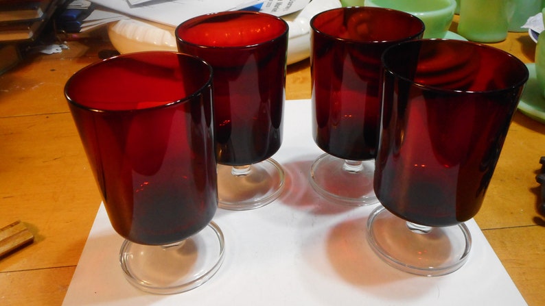 Vintage Ruby Stem Four Ruby Cordial Glass. Ruby Wine Glass - Etsy