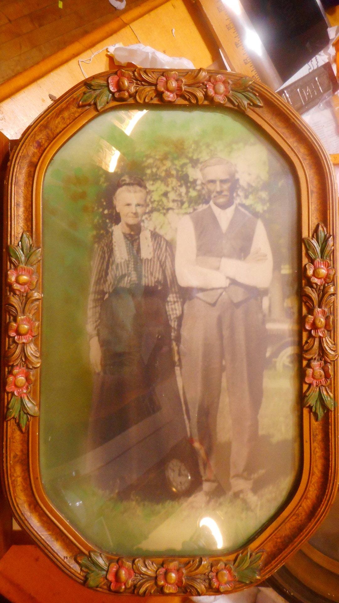 Antique Portrait Gesso Frame, Ornate Gesso Frame , Antique Hand Tinted ...