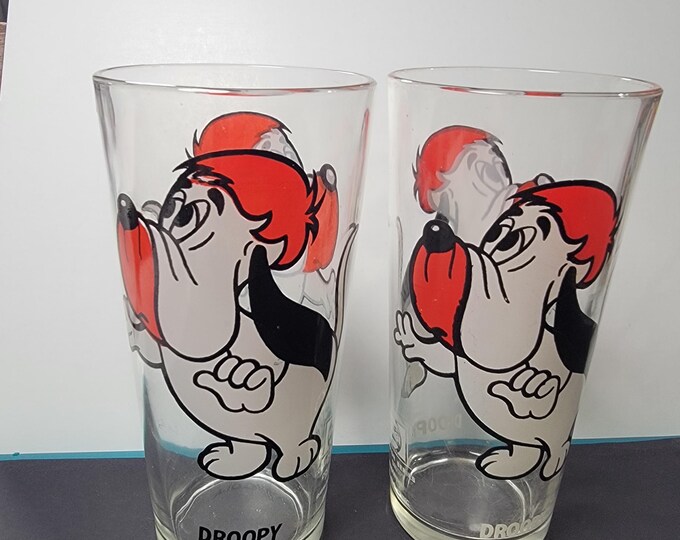 Pepsi Glass, Two Droopy Pepsi Cartoon Glasses, Pepsi Promo Glass ...