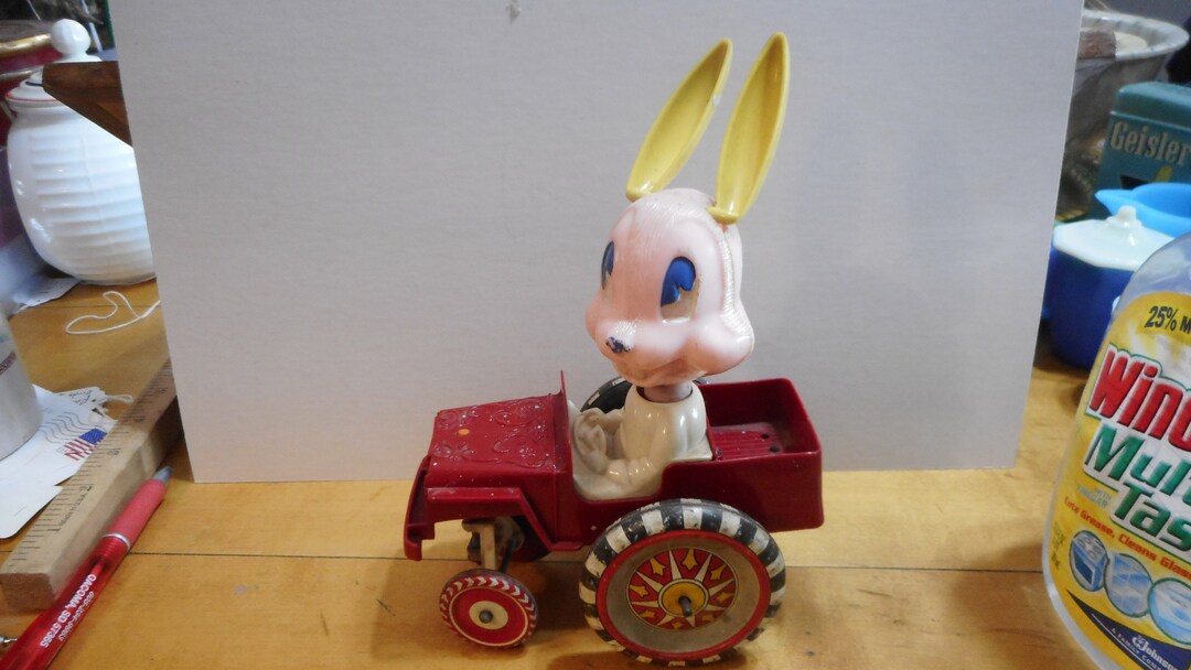Vintage Wind up Rabbit Toy, Vintage Toy, Vintage Bunny Toy, Old Windup ...