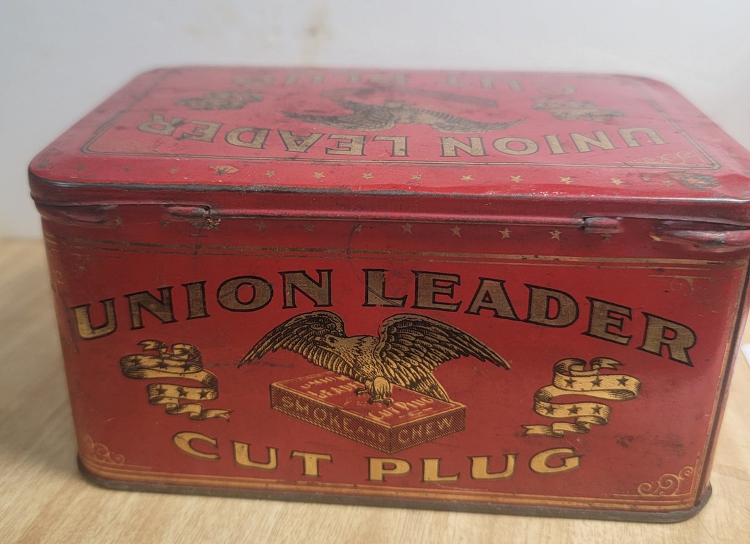 Vintage Union Leader Tobacco Tin, Union Leader Cut Plug Tobacco ...
