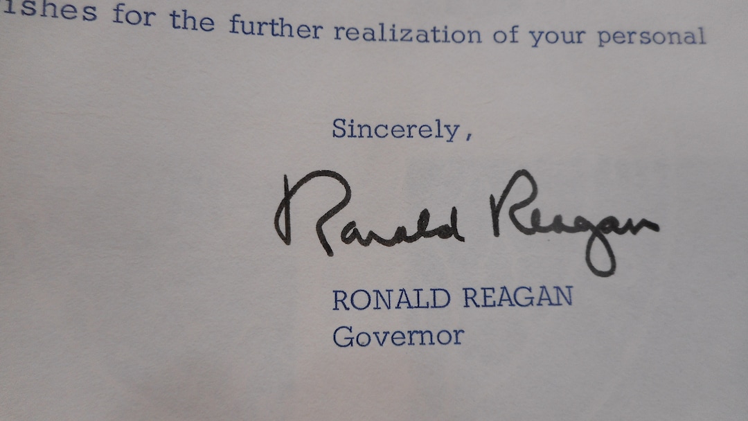 Governor Ronald Reagan Signed Letter, Original California ...