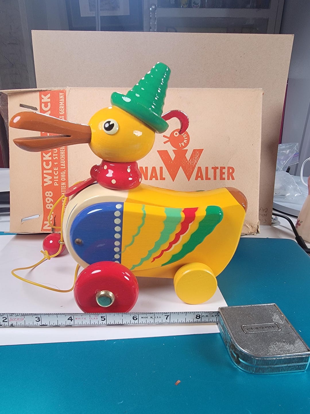 Vintage West Germany Duck Pull Toy, Original Walter Toy, Wickel Wack ...