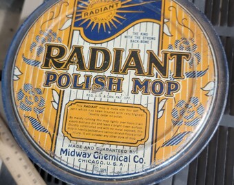 Radiant Dust Mop Tin, Radiant Tin, Vintage Mop Tin, Old Mop Tin, Polish ...