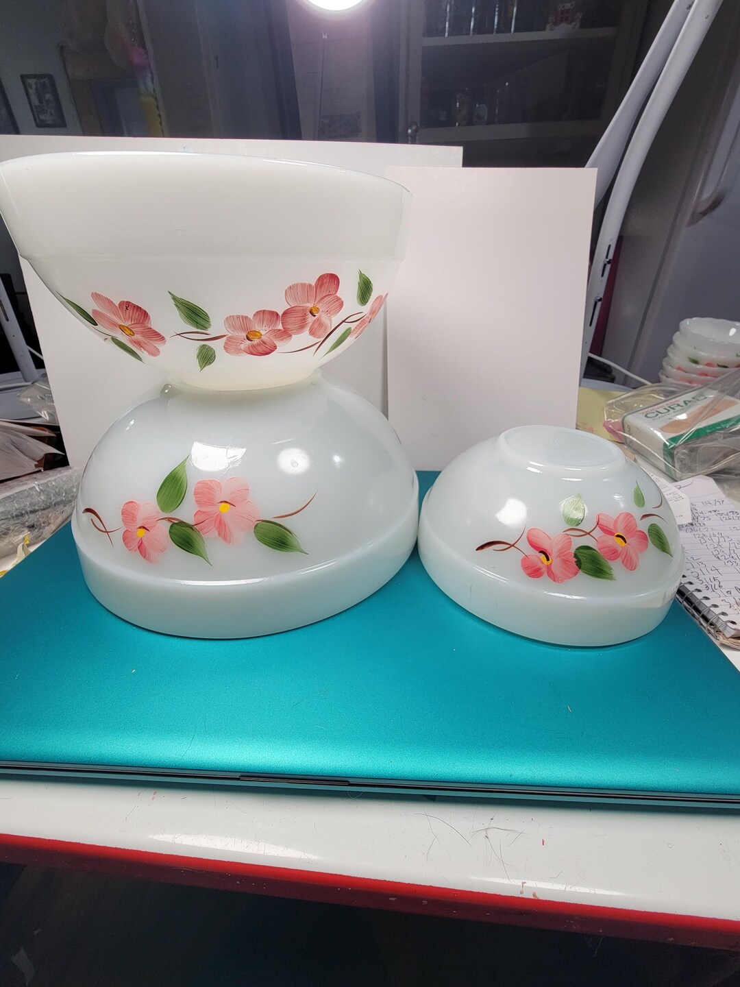 Fire King Peach Blossom Mixing Bowl, 3 Peach Blossom Bowls, Fire King ...