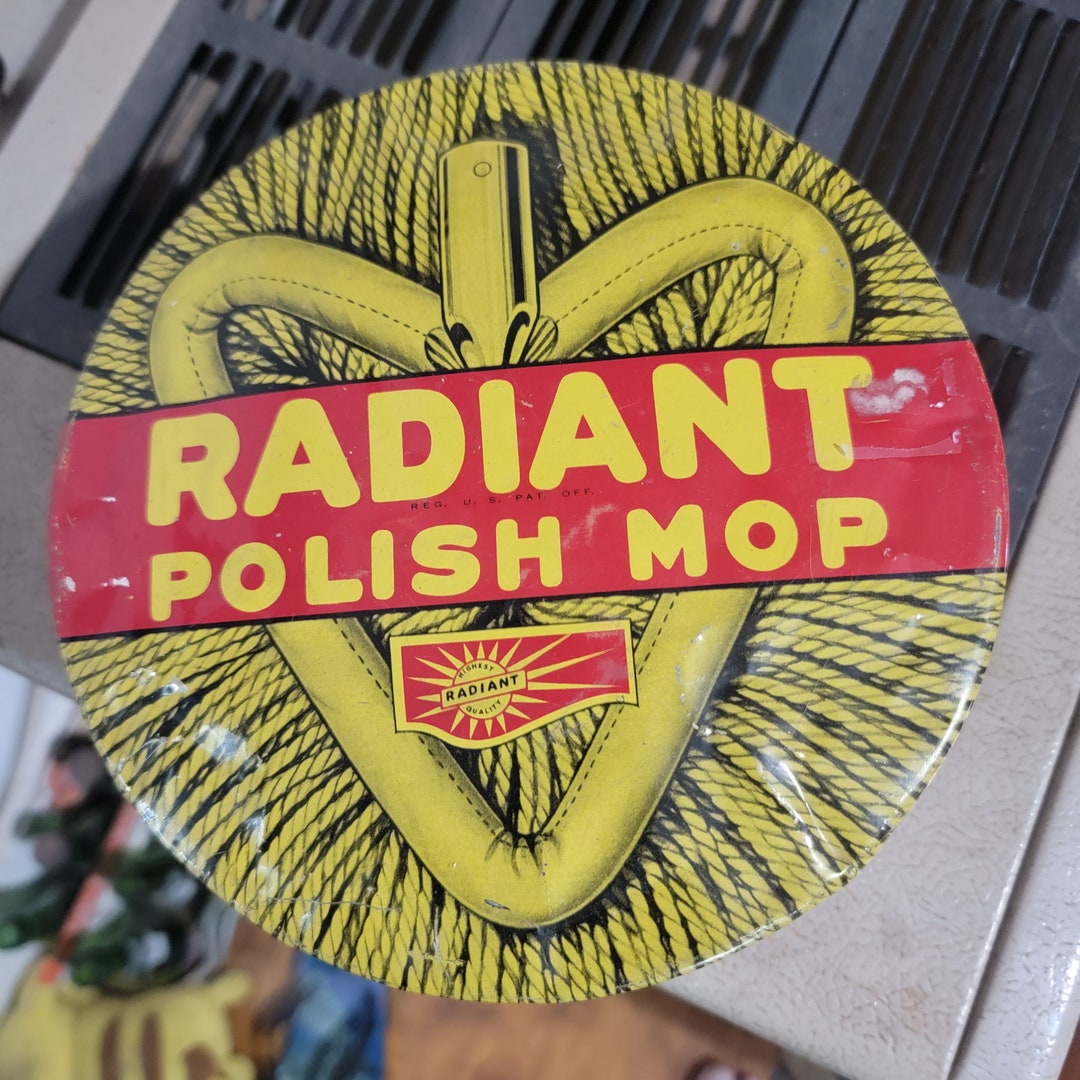 Radiant Dust Mop Tin, Radiant Tin, Vintage Mop Tin, Old Mop Tin, Polish ...