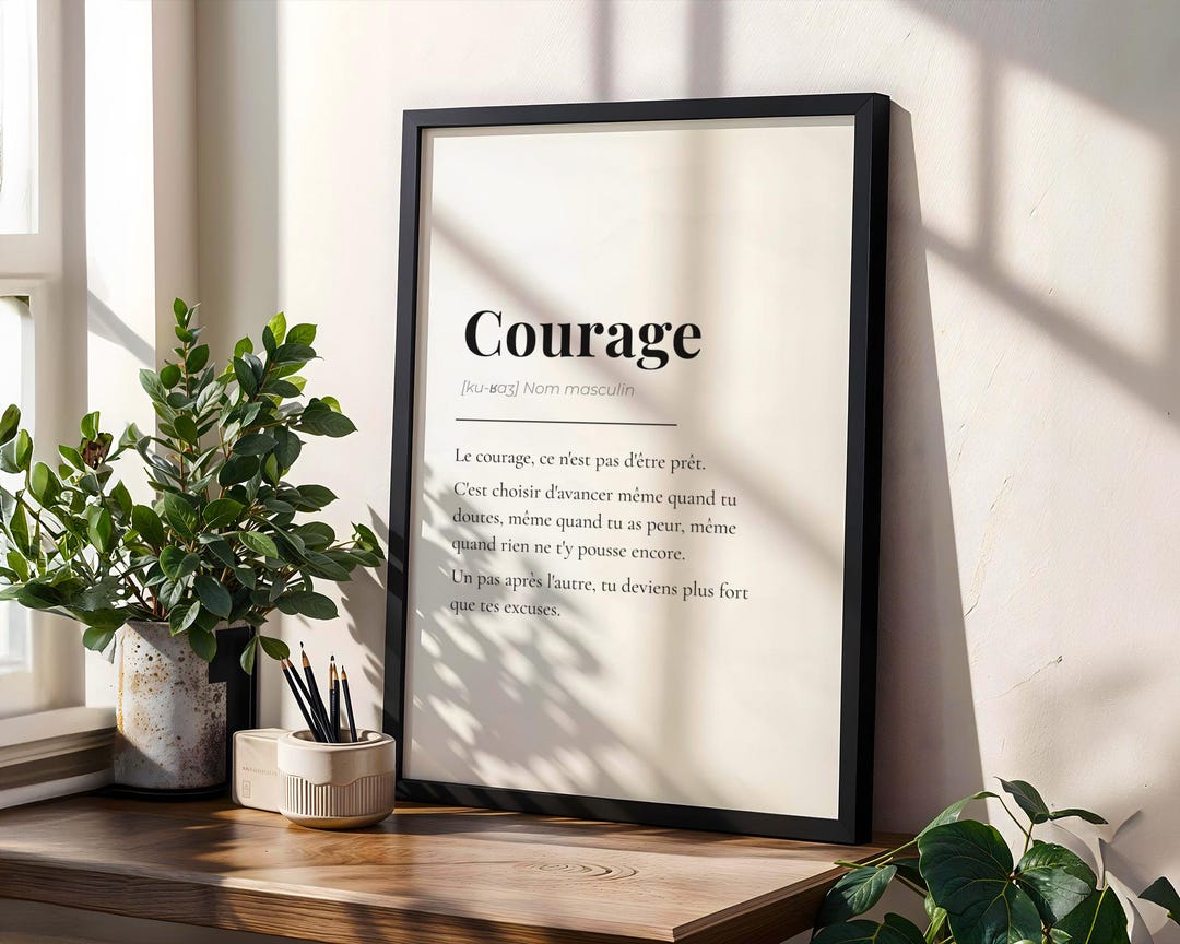 Courage Poster - Definition & Inspirational Quote - Minimalist ...