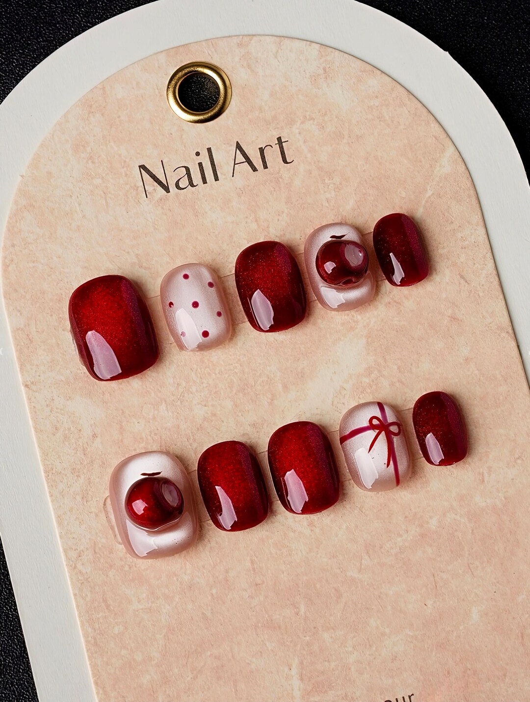 Kawaii Cute 3D Red Apple Nail/two Tone Nail/handmade Press on Nail ...