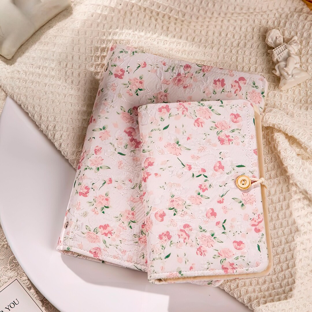 Personalized A6 A5 Retro Pink Flowers Handmade Portable Notepad,fabric ...
