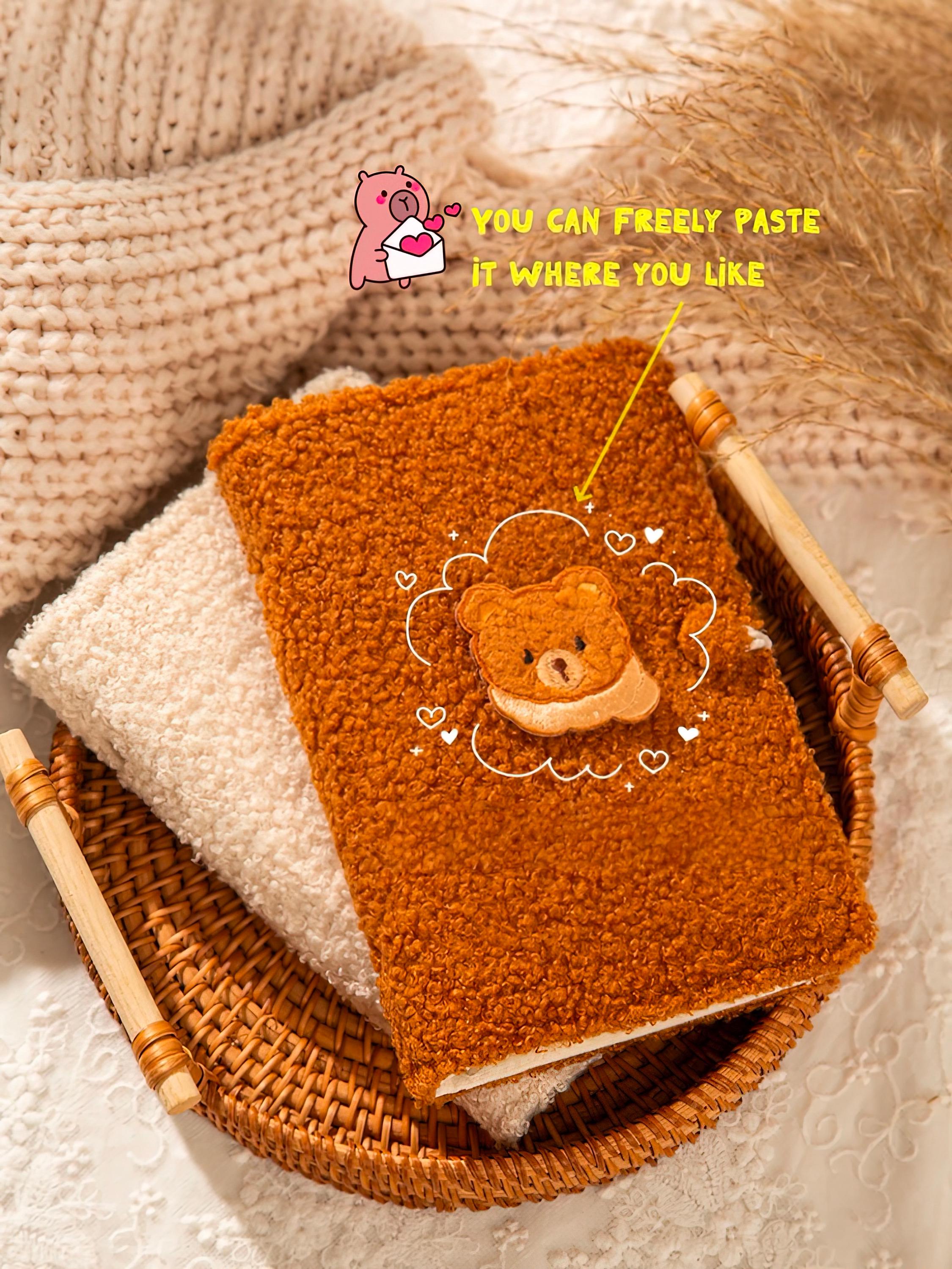 Personalized A6 A5 Embroidered Bear Velvet Handmade Portable Notepad ...