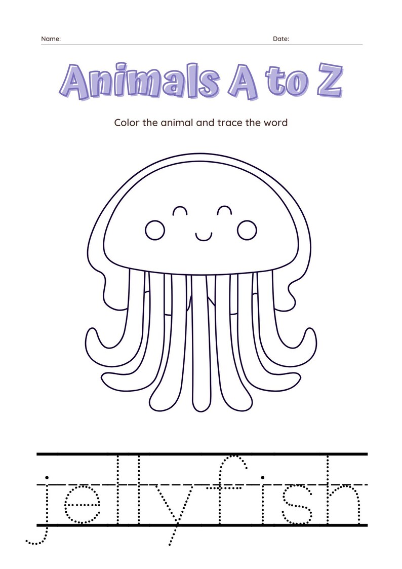 Animals Alphabet Coloring Pages A-Z: Printable Kids Learning Activity ...