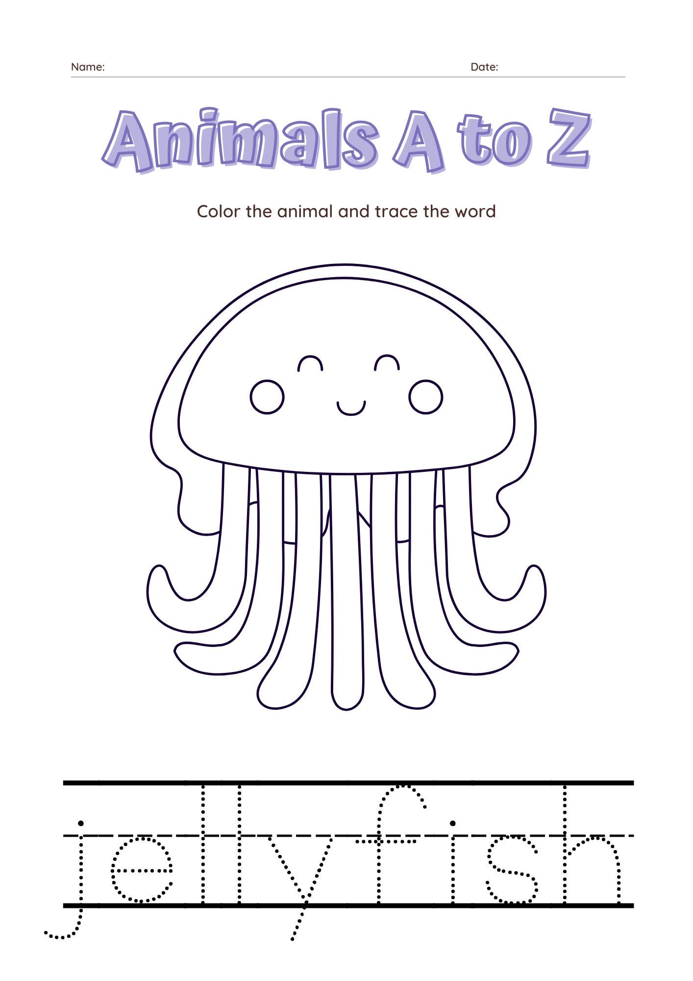 Animals Alphabet Coloring Pages A-Z: Printable Kids Learning Activity ...