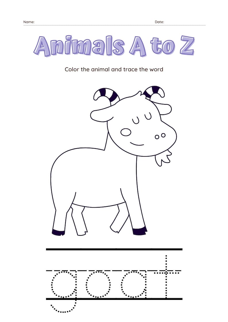 Animals Alphabet Coloring Pages A-Z: Printable Kids Learning Activity ...