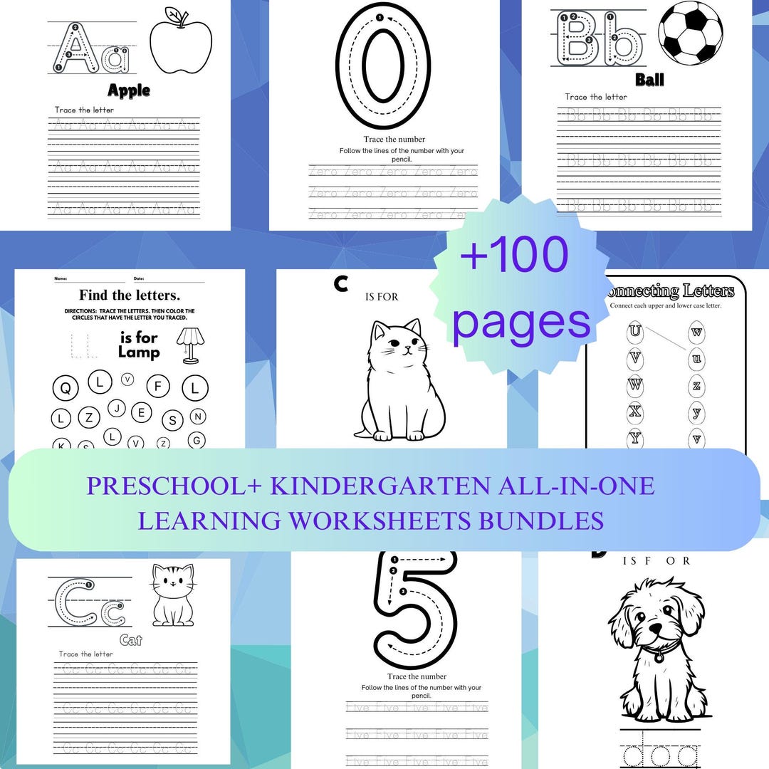 Preschool Pre-k + Kindergarten Learning Bundle, Printable Activity ...