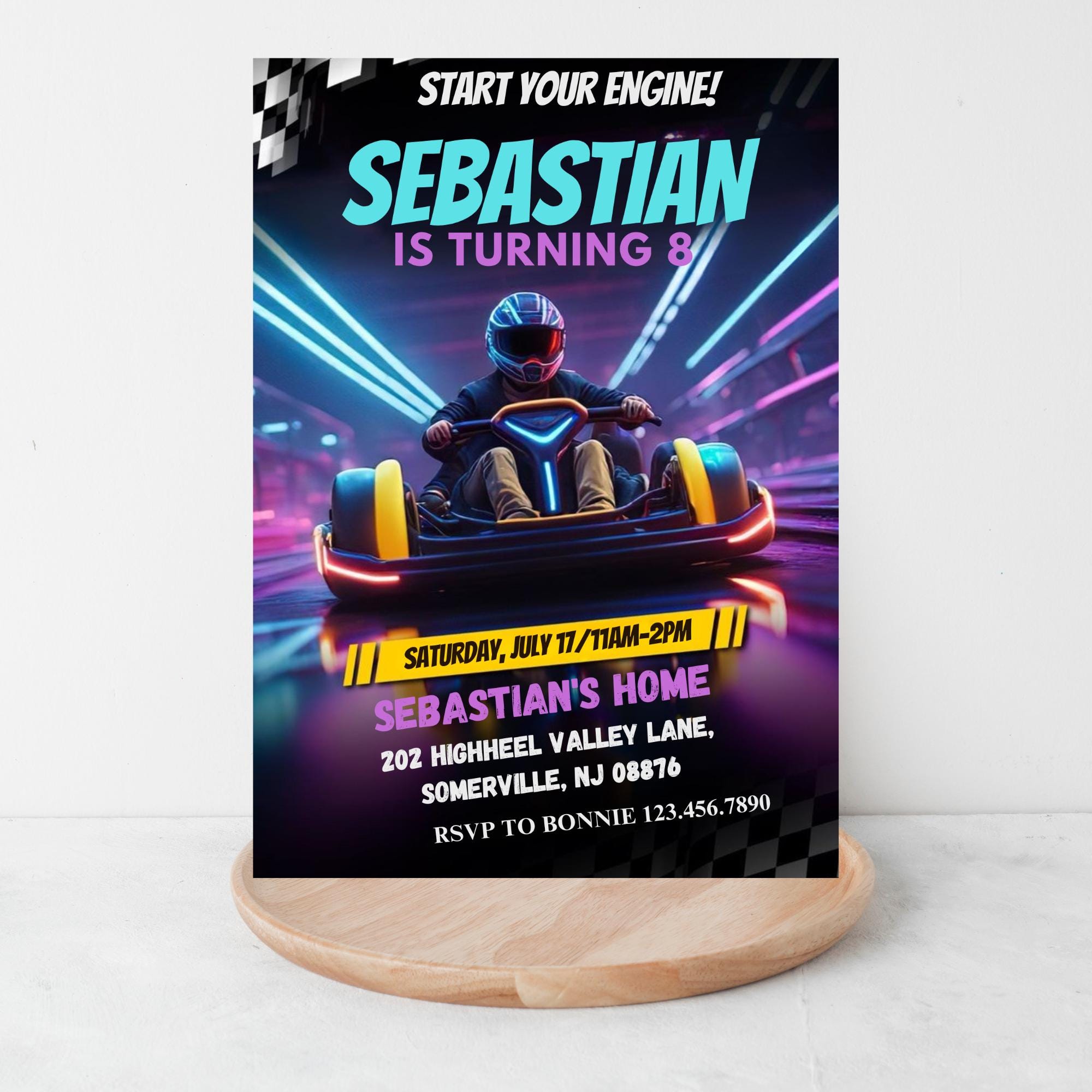 Go Kart Birthday Invitation Template, Racing Birthday Evite, Boys ...