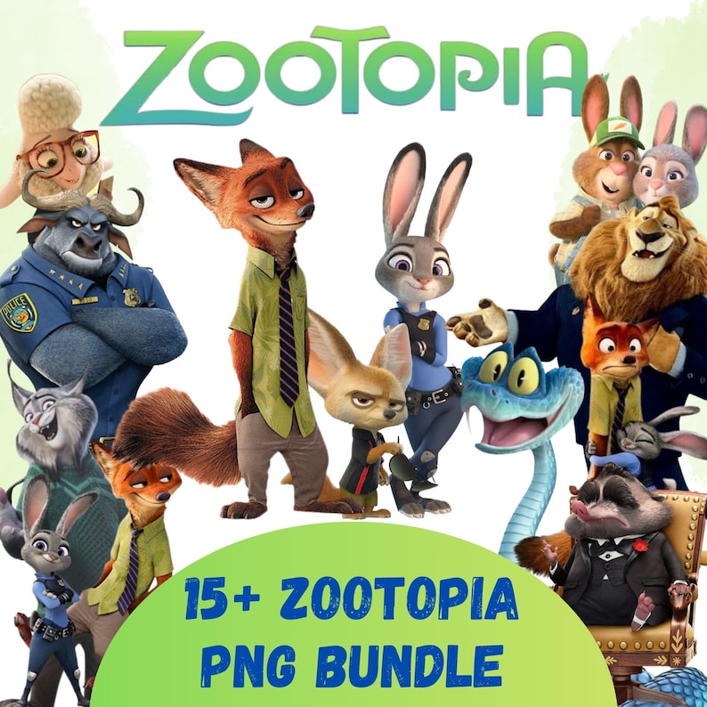 Zootopia PNG Cliparts Bundle, Zootopia PNG Cartoon Sublimation Cliparts ...