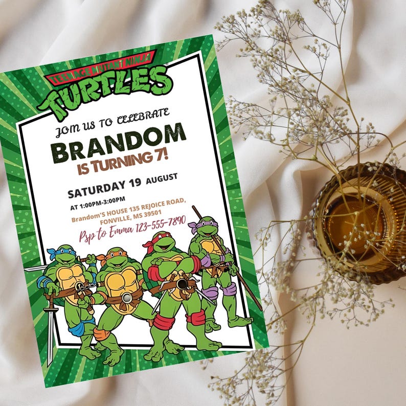 Ninja Turtles Birthday Invitation, Editable Invitation, Karate Birthday ...