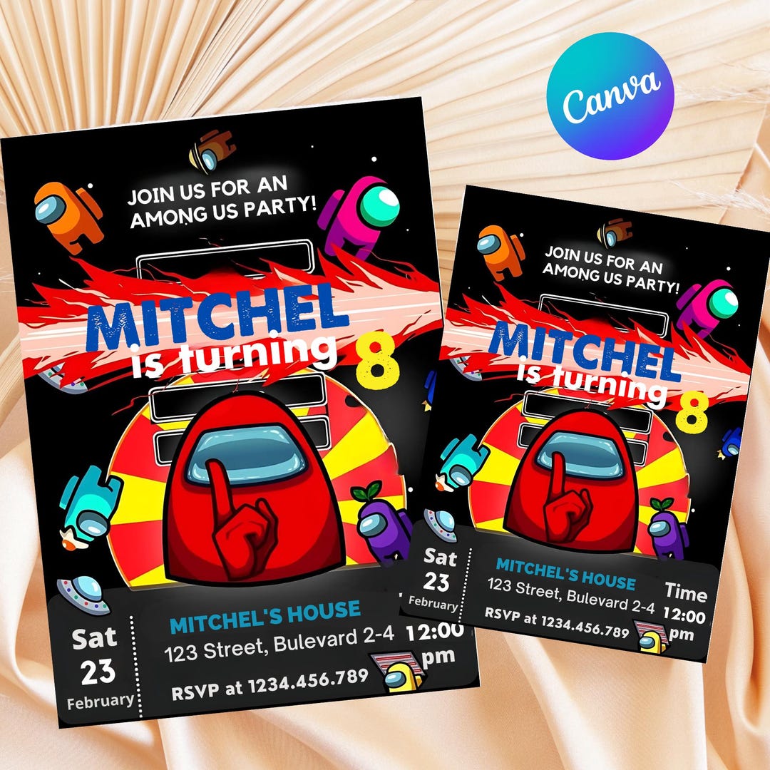 Among Us Invitation Birthday Invitation | Kids Birthday Invitation ...