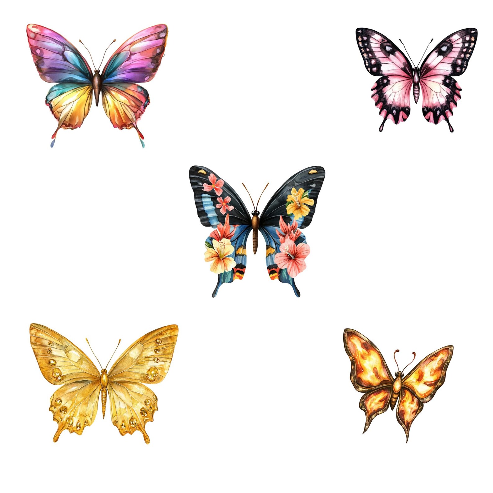 Watercolor Butterflies Clipart Watercolor Butterfly PNG Colorful ...