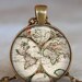 Antique World Map Pendant, World Map Necklace, Antique Map Jewelry, Map ...