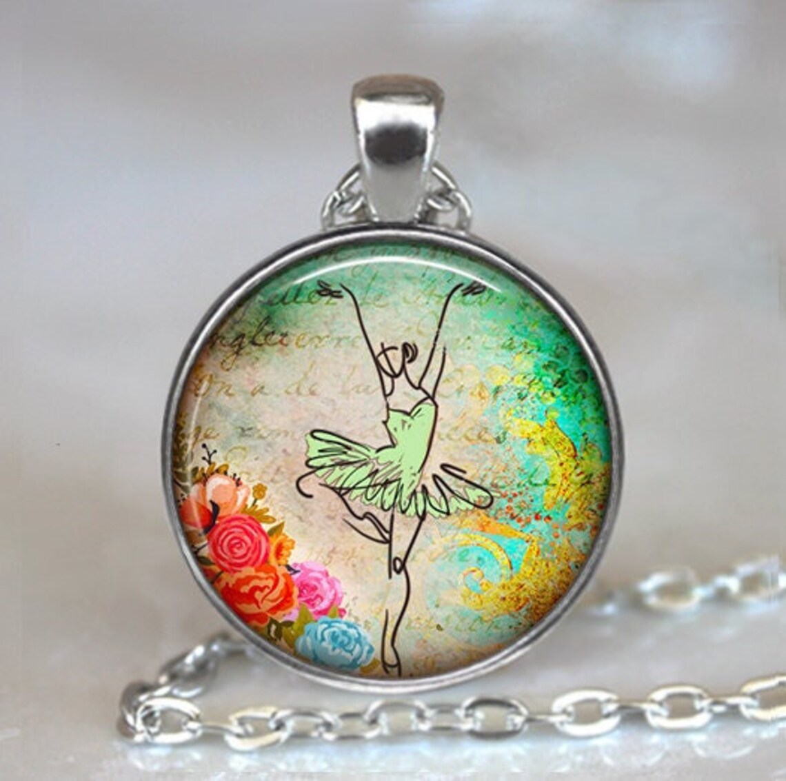 Ballet Collage Necklace Ballerina Necklace Pendant Ballet - Etsy