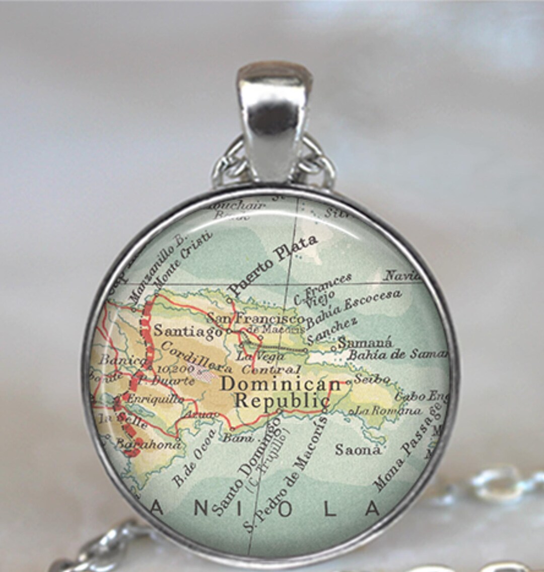 Dominican Republic Map Necklace, Key Chain or Brooch Pin, DR Map Gift ...
