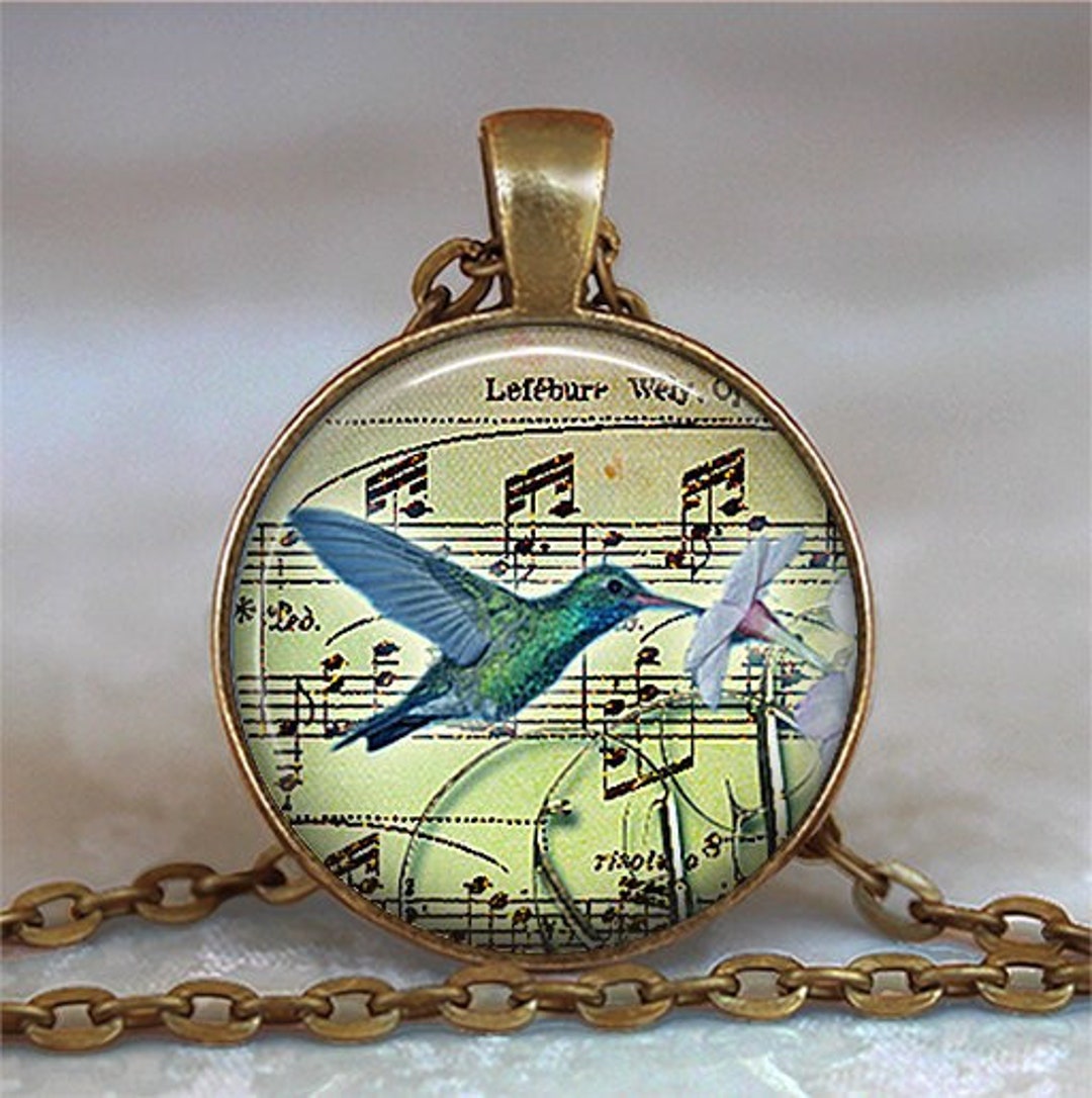 Hummingbird Music Necklace, Brooch or Key Chain, Hummingbird Necklace ...