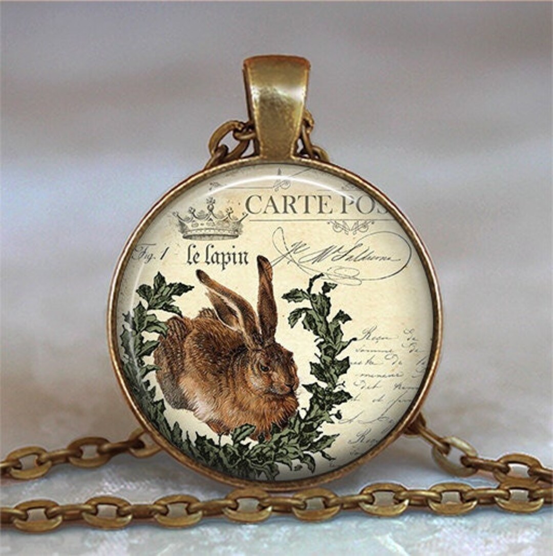 French Easter Bunny necklace, key chain or brooch, Easter Bunny jewelry ...
