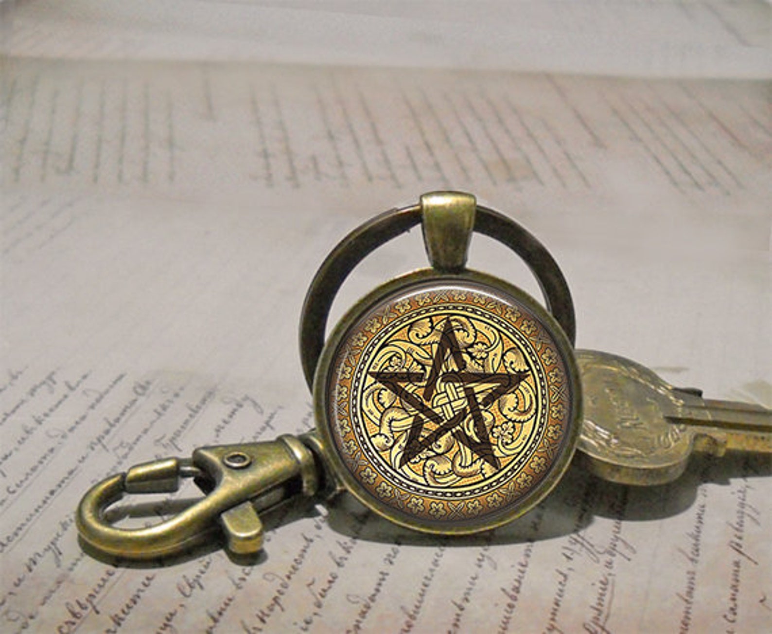 Golden Pentacle Necklace Golden Pentacle Pendant Wiccan | Etsy