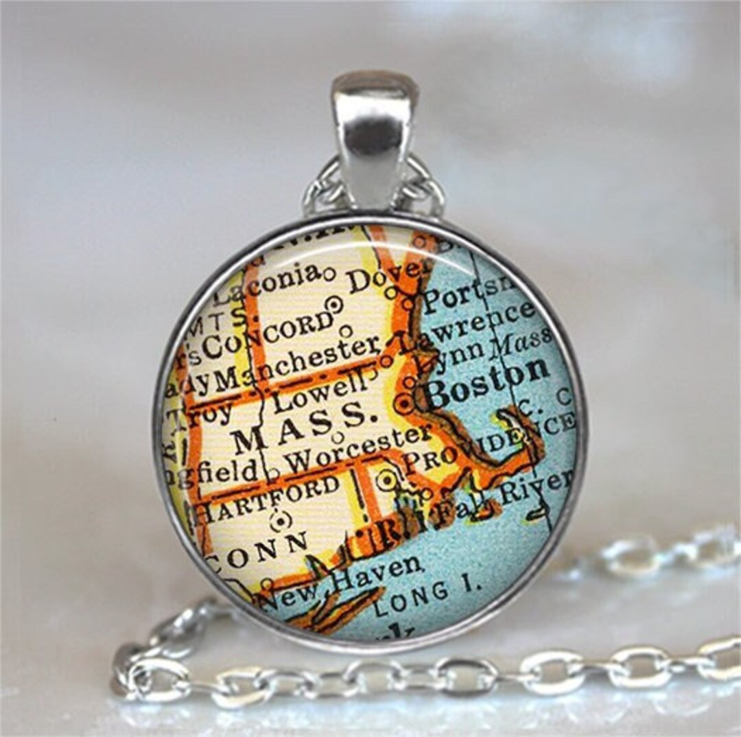 Massachusetts State Map Necklace, Key Chain or Brooch, State Map ...
