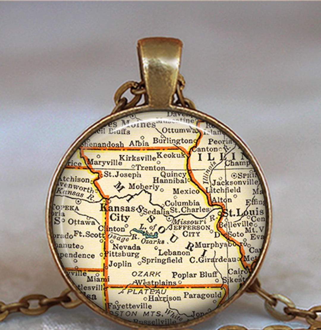 Missouri Map Necklace, Key Chain or Brooch, Missouri State Map Jewelry ...