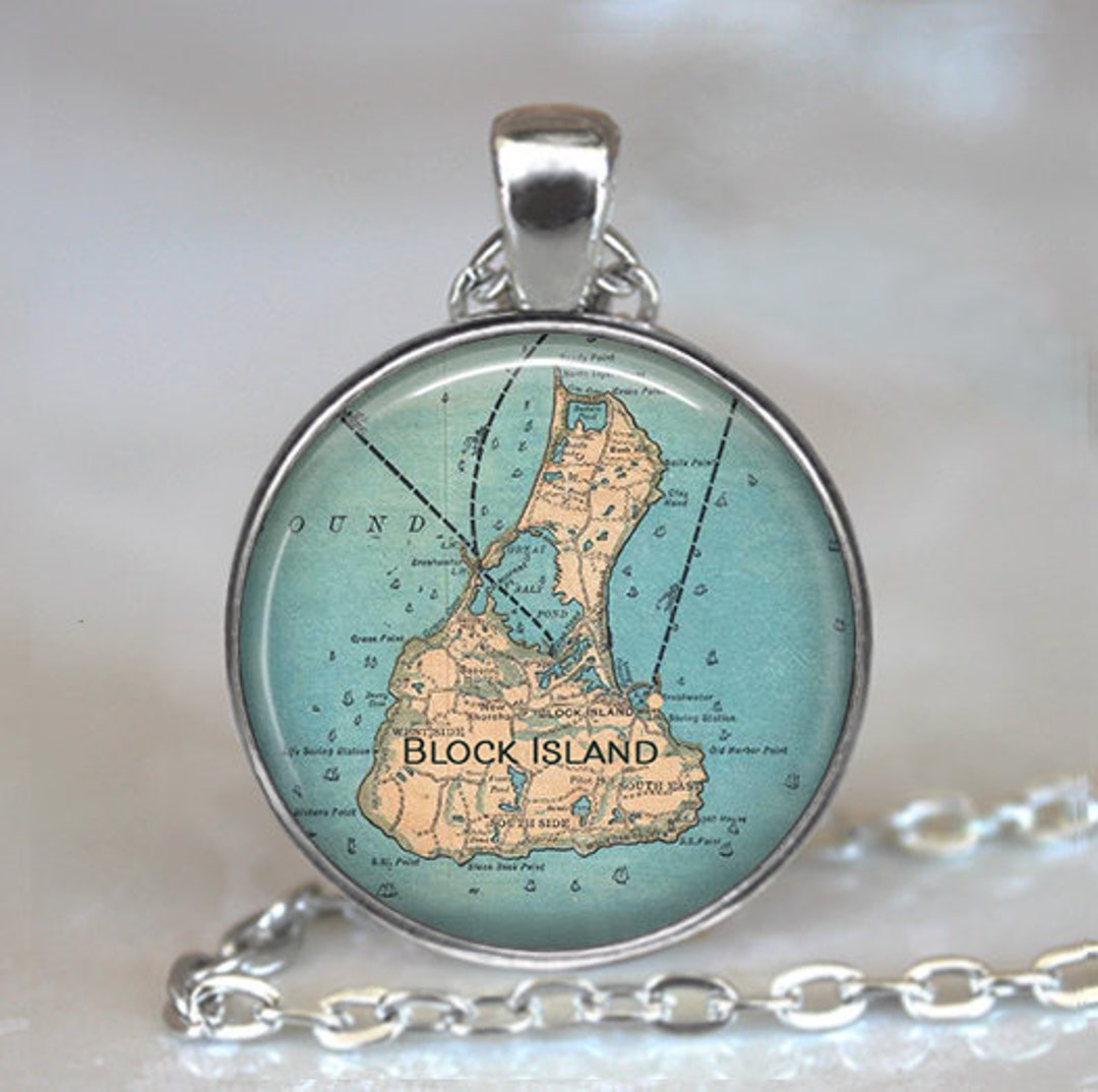 Block Island Map Necklace, Block Island Necklace, Block Island Map ...