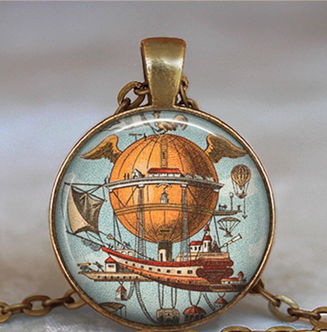 La Minerve Hot Air Balloon Necklace, Key Chain or Brooch, Steampunk ...