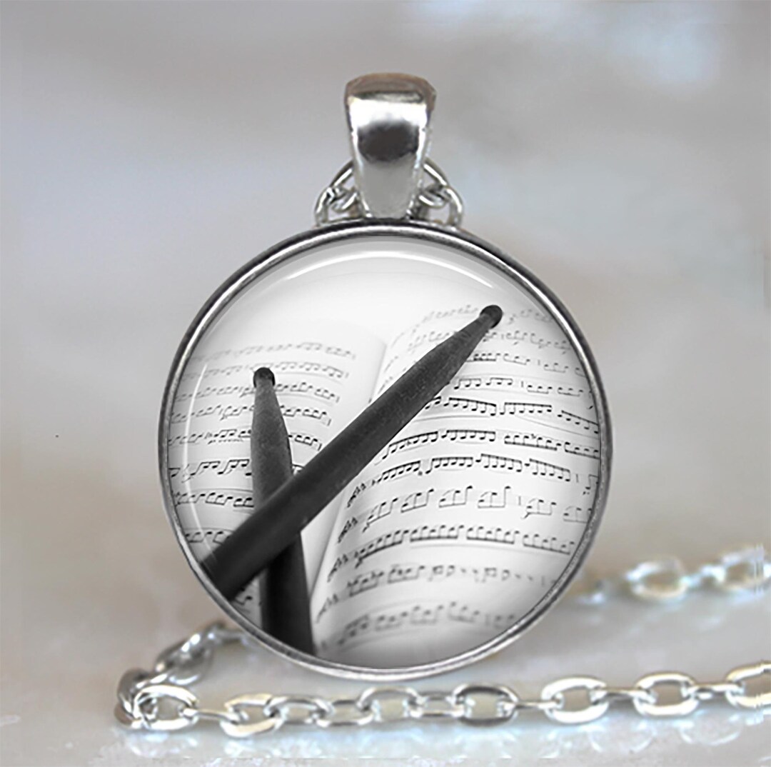 Drumsticks and Music Key Chain or Necklace, Gift for Drummer or Band ...