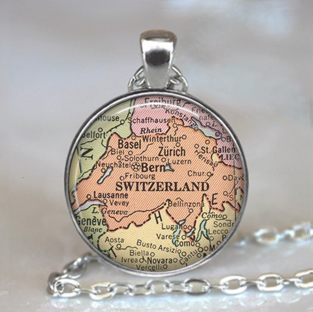 Switzerland Map Necklace or Key Chain, Switzerland Necklace Home ...