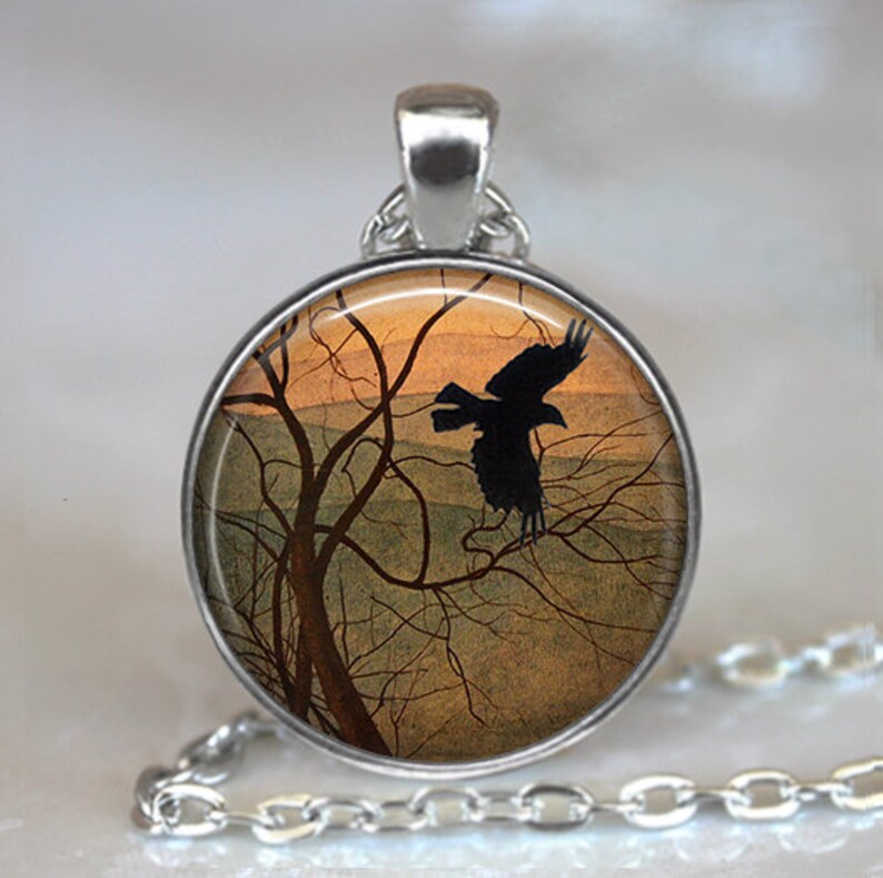 Winter Raven Necklace, Key Chain or Brooch, Raven Gift Blackbird ...