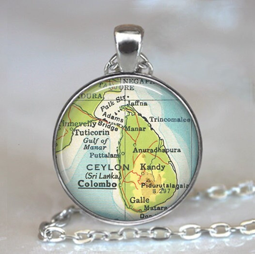 Sri Lanka Map Necklace, Sri Lanka Pendant, Ceylon Map Necklace, Ceylon ...