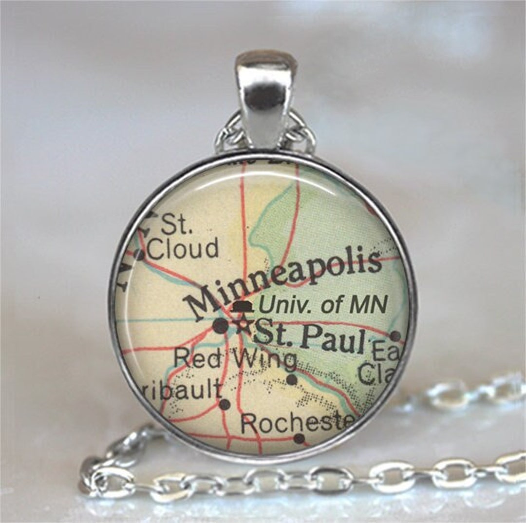 University of Minnesota Necklace, Key Chain or Brooch, UMN U of M Map ...