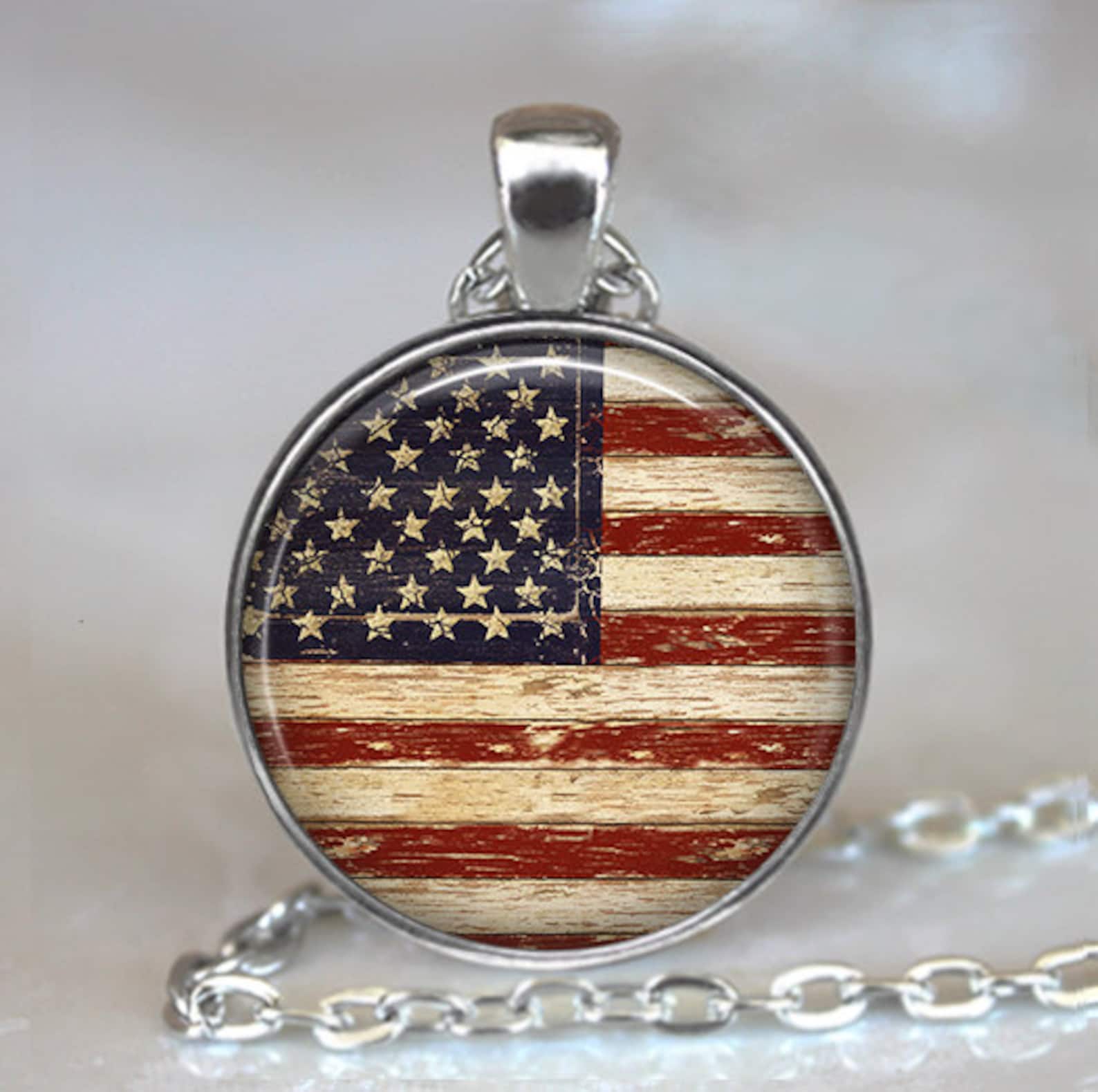 American Flag necklace American Flag pendant American Flag | Etsy