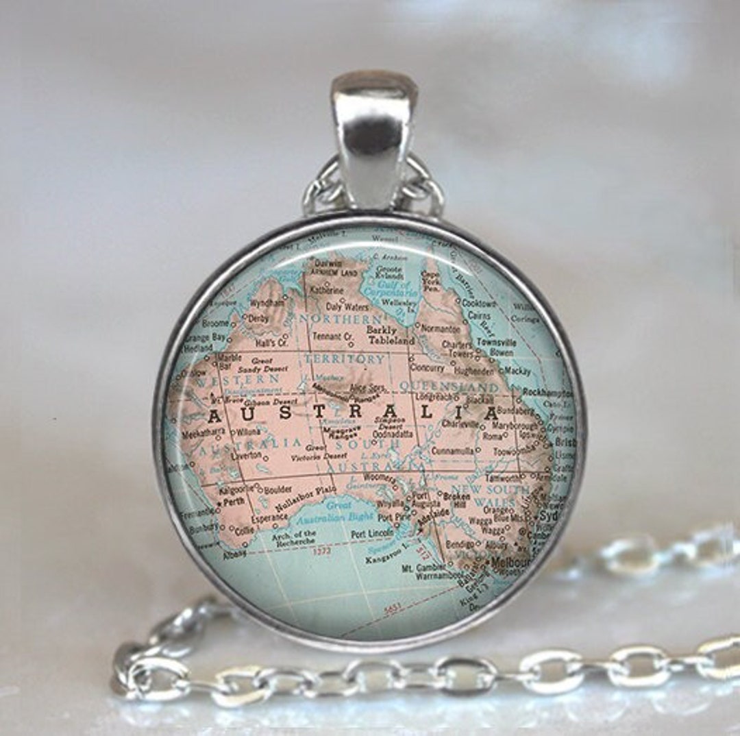 Australia Map Pendant Australia Map Necklace Australia - Etsy