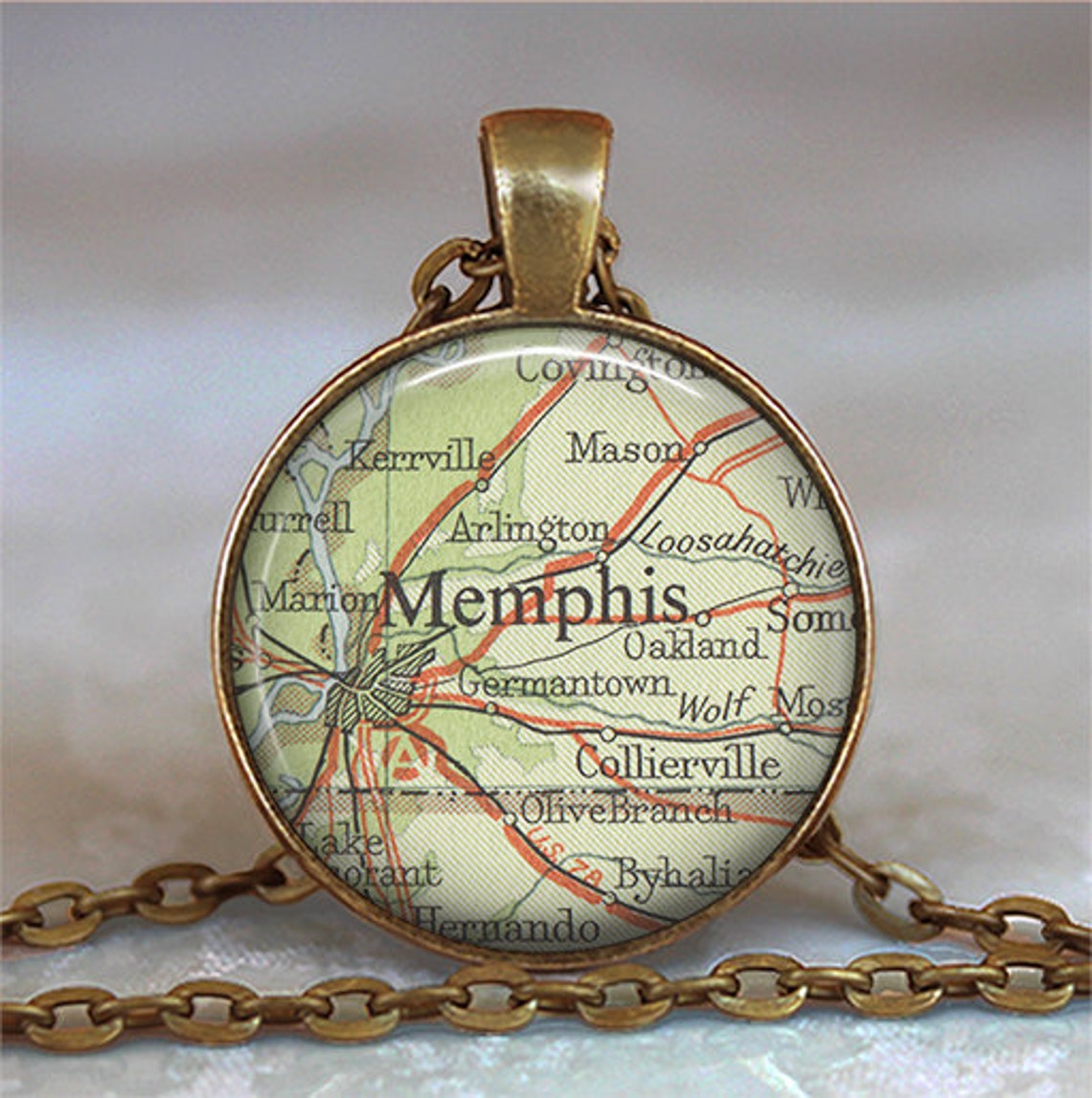 Memphis Tennessee Map Pendant Memphis Map Necklace Map - Etsy