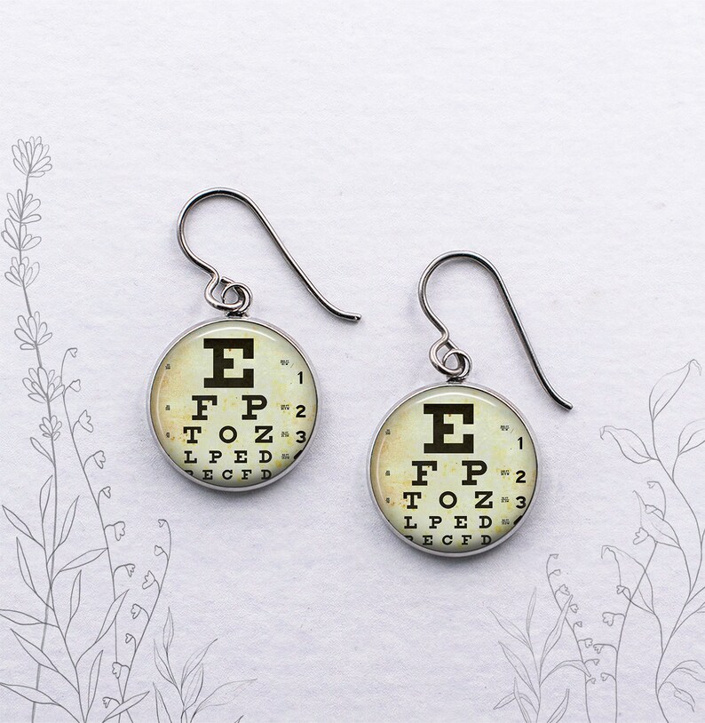 Eye Chart Sterling or Niobium Earrings, Optometrist Earrings Optician ...