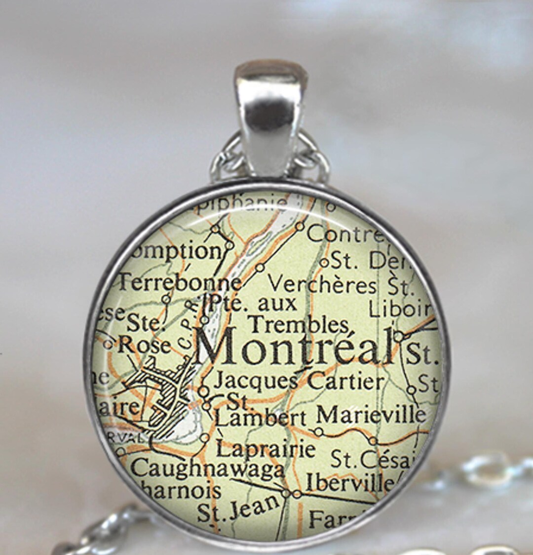 Montreal Map Necklace, Key Chain or Brooch Pin, Vintage Map Jewelry ...