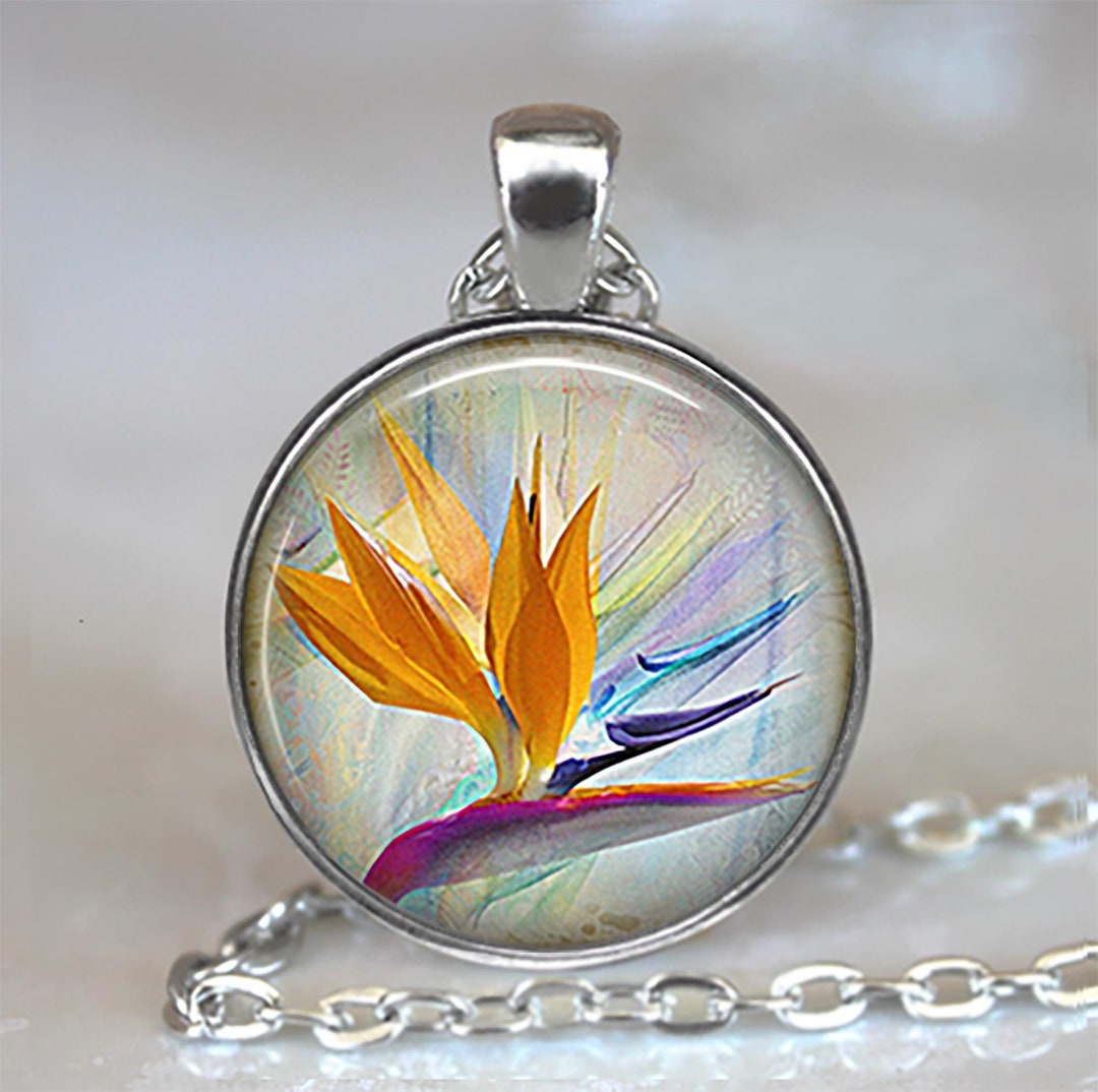 Bird of Paradise Necklace Brooch or Key Chain Exotic South African Flower Necklace Flower Pendant Gift for Florist Portugal Key Fob Etsy