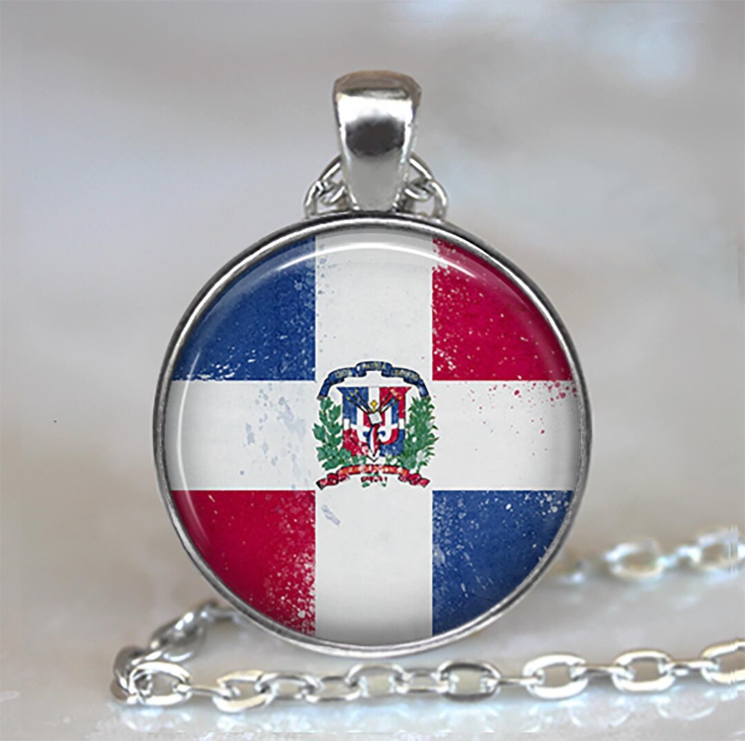 Dominican Republic Flag Necklace, DR Flag Pendant Flag of the Dominican ...