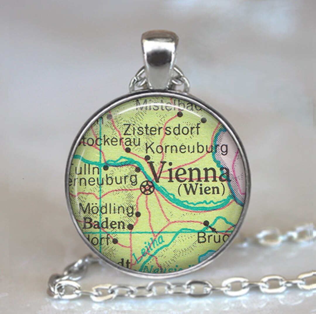 Vienna Map Necklace, Vienna Map Pendant, Vienna Necklace, Vienna ...