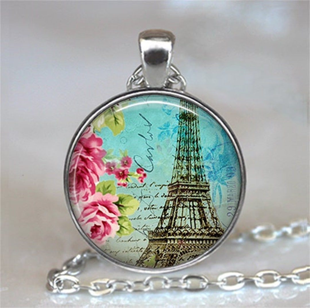 Teal Paris Pendant Paris Necklace Eiffel Tower Pendant - Etsy