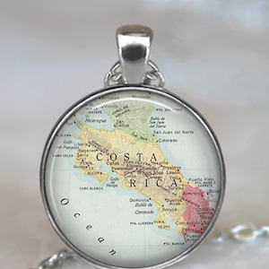 Costa Rica Map Necklace, Costa Rica Map Pendant, Costa Rica Pendant ...