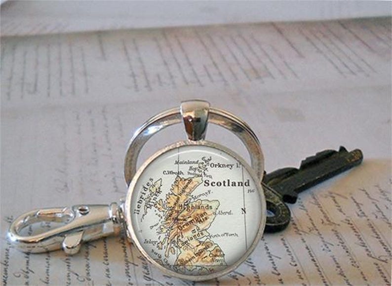 Scotland Map Necklace, Key Chain or Brooch, Scotland Pendant Map ...